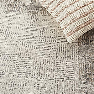 Nourison Elation Modern & Contemporary Ivory Grey 6' x 9' Area-Rug, Easy-Cleaning, Non Shedding, Bed Room, Living Room, Dining Room, Kitchen (6x9)