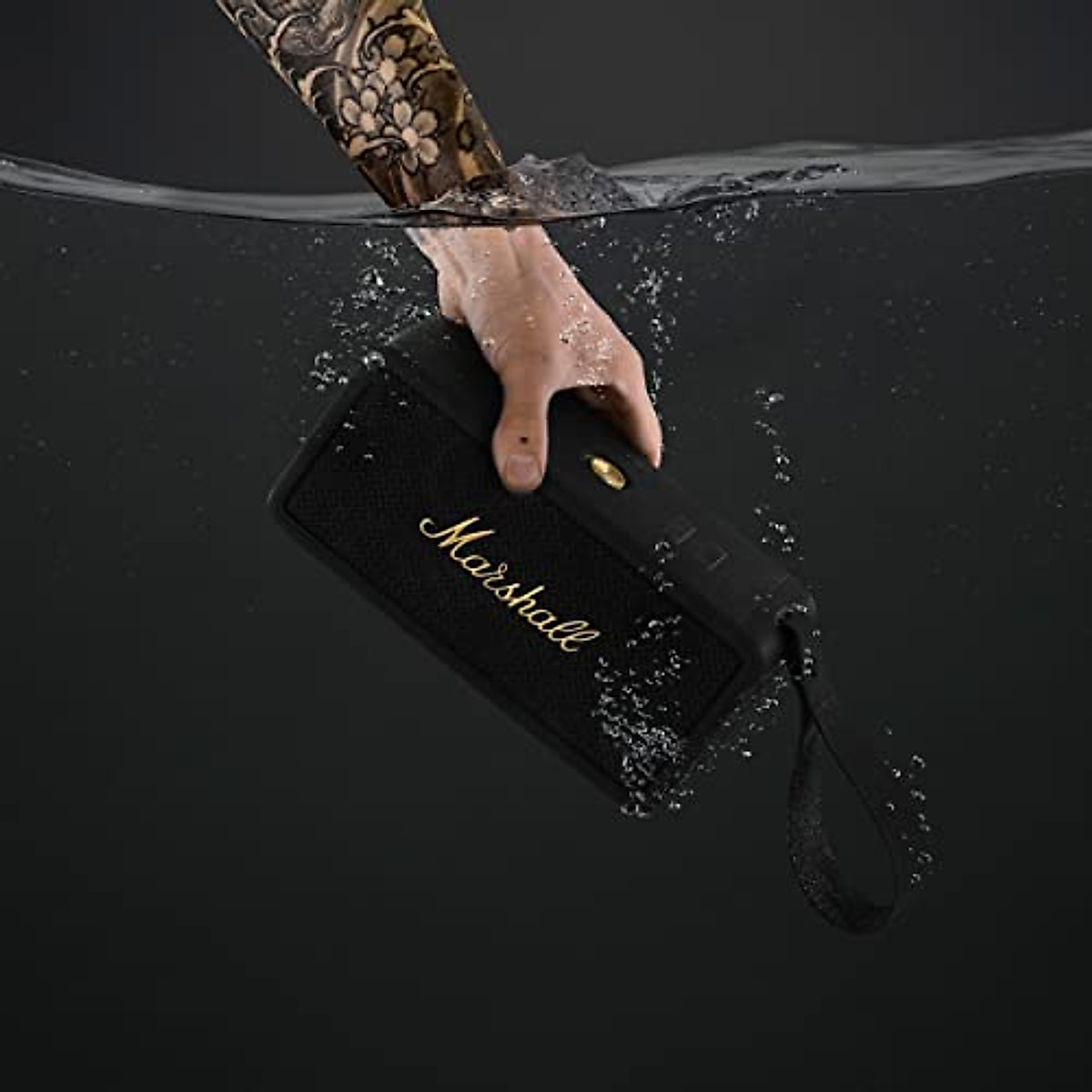 Marshall Middleton Portable Bluetooth Speaker, Black and Brass