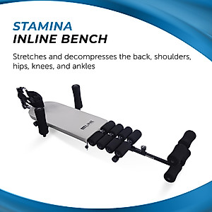 Stamina Inline Back Stretch Bench with Cervical Traction - Back Decompression, Neck Stretcher for Tension Relief - Up to 250 lbs Weight Capacity