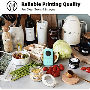 D30 Label Maker with Continuous Label Tapes - 3 Rolls Black on Green, Purple, Orange Tape, Bluetooth Label Maker, Portable Smart Phone Handheld Sticker Mini Labeler Inkless Rechargeable, BPA-Free