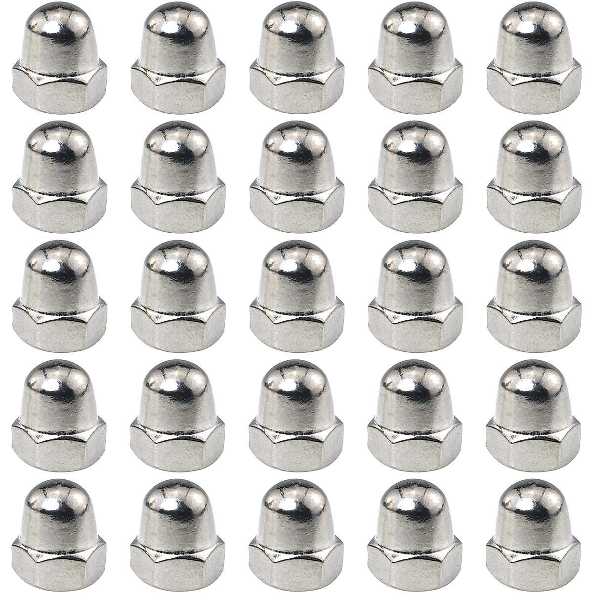 Acorn Nuts JianLing 25pcs Silver Tone 304 Stainless Steel Hex Nut Female Cap Decorative Cap Nuts Caps Covers M6 Acorn Nut