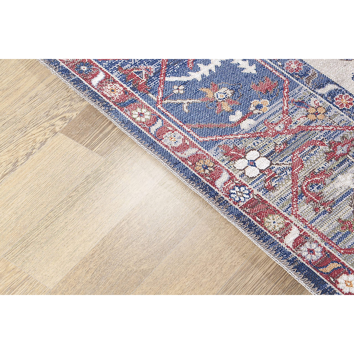 GLN Rugs Vintage Collection - Machine Washable Area Rug, Vintage Washable Rug, Non Slip Area Rug, Low Pile Living Room Rug, Bedroom Rug, Bathroom Rug - Easy Clean (2'x3' Red Rug)