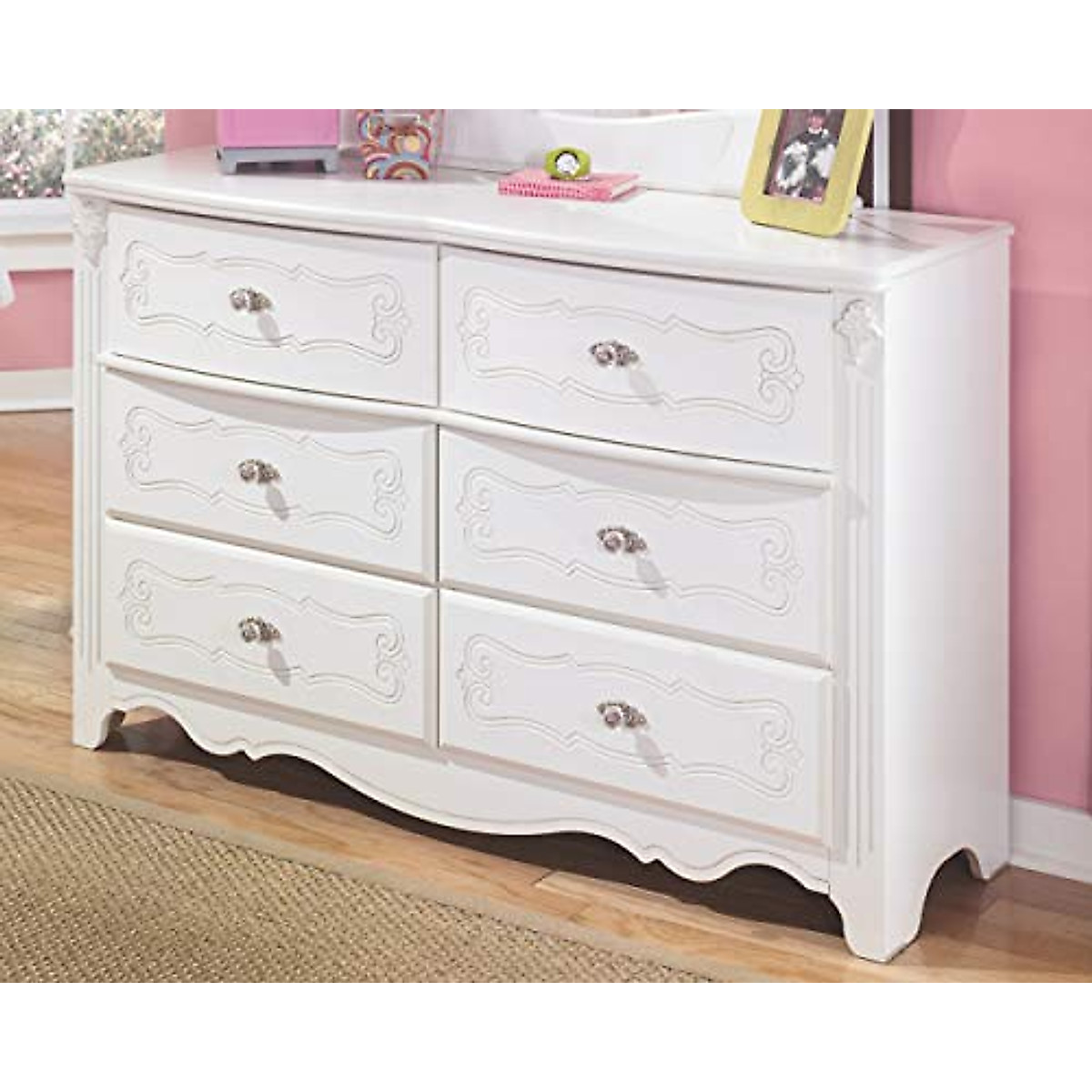 Signature Design by Ashley Exquisite Children's Glam Youth 6 Drawer Dresser, White