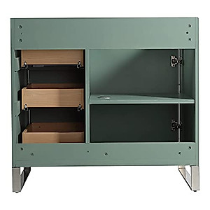 Fine Fixtures Opulence Collection 36 in. W x 18 in. D x 33 in. H Bathroom Vanity in Mint Green with White Matte Sintered Stone Sink - Chrome Hardware