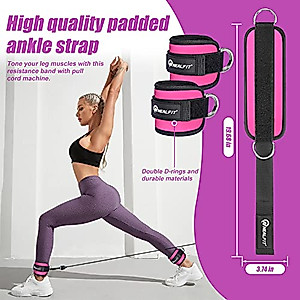 NEALFIT Ankle Strap for Cable Machine, Gym Ankle Cuff for Kickbacks, Leg Extensions, Glute Workouts, Booty Hip Abductors Exercise for Women and Men (Single, Pink)