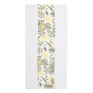 Disney Lion King Simba White, Yellow, and Green 2Pk 100% Cotton Muslin Burp Cloths