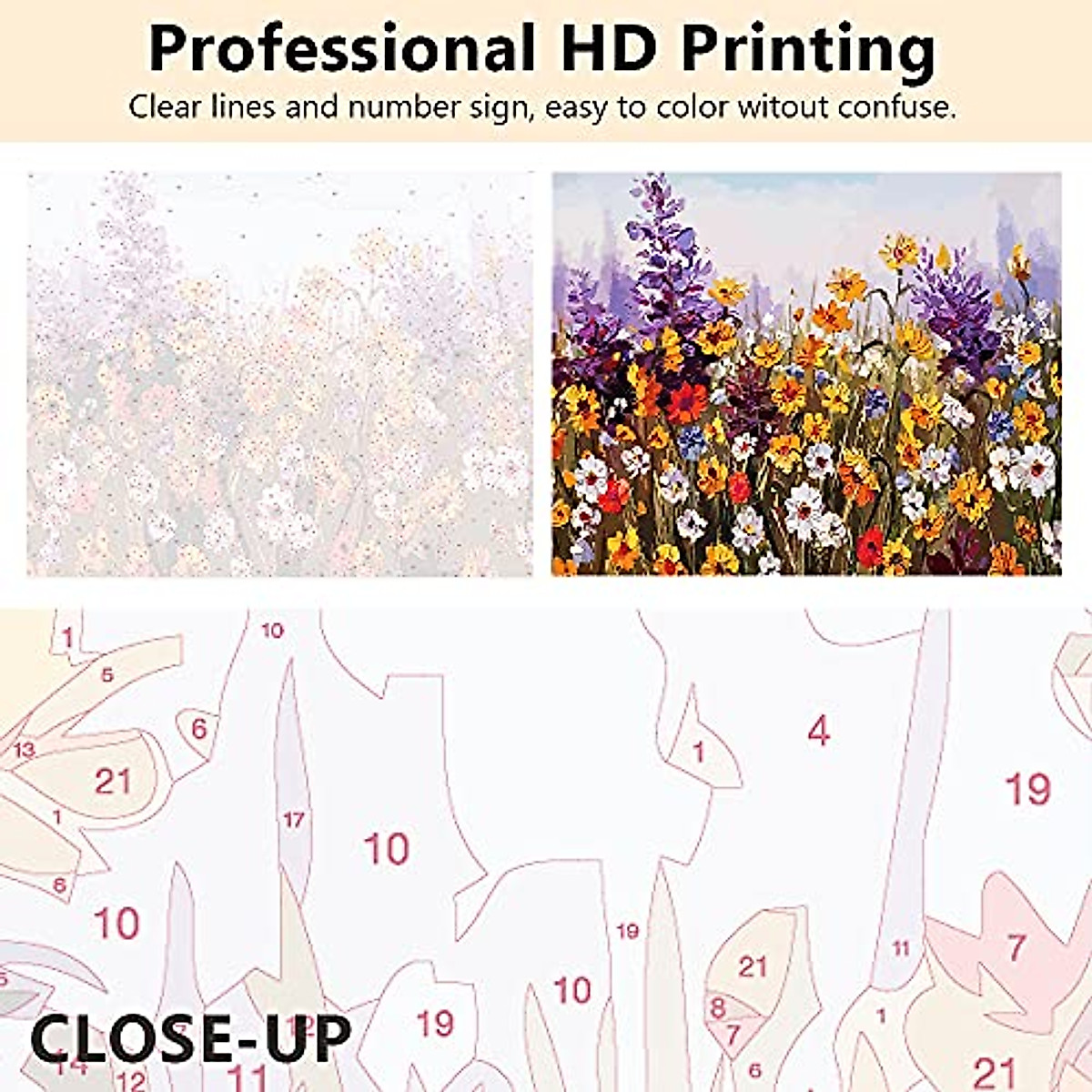 TUMOVO Paint by Number for Adult, Painting by Number Kits On Canvas, DIY Color Flowers Oil Painting Acrylic Paints, Flameless Paint by Numbers for Adults and Kids Beginner 16X20 Inch