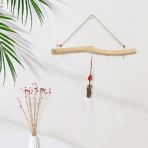 Fenteer 39cm Driftwood Branch Hook Wall Hanging Decor Easy to Use Solid Wood Wooden Hook Wall Mount Branch Hanger Rack for Headphone Key Hat, Bend