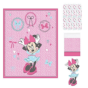 Disney Baby Minnie Mouse All About Bows 4 Piece Nursery Crib Bedding Set, Pink, Aqua