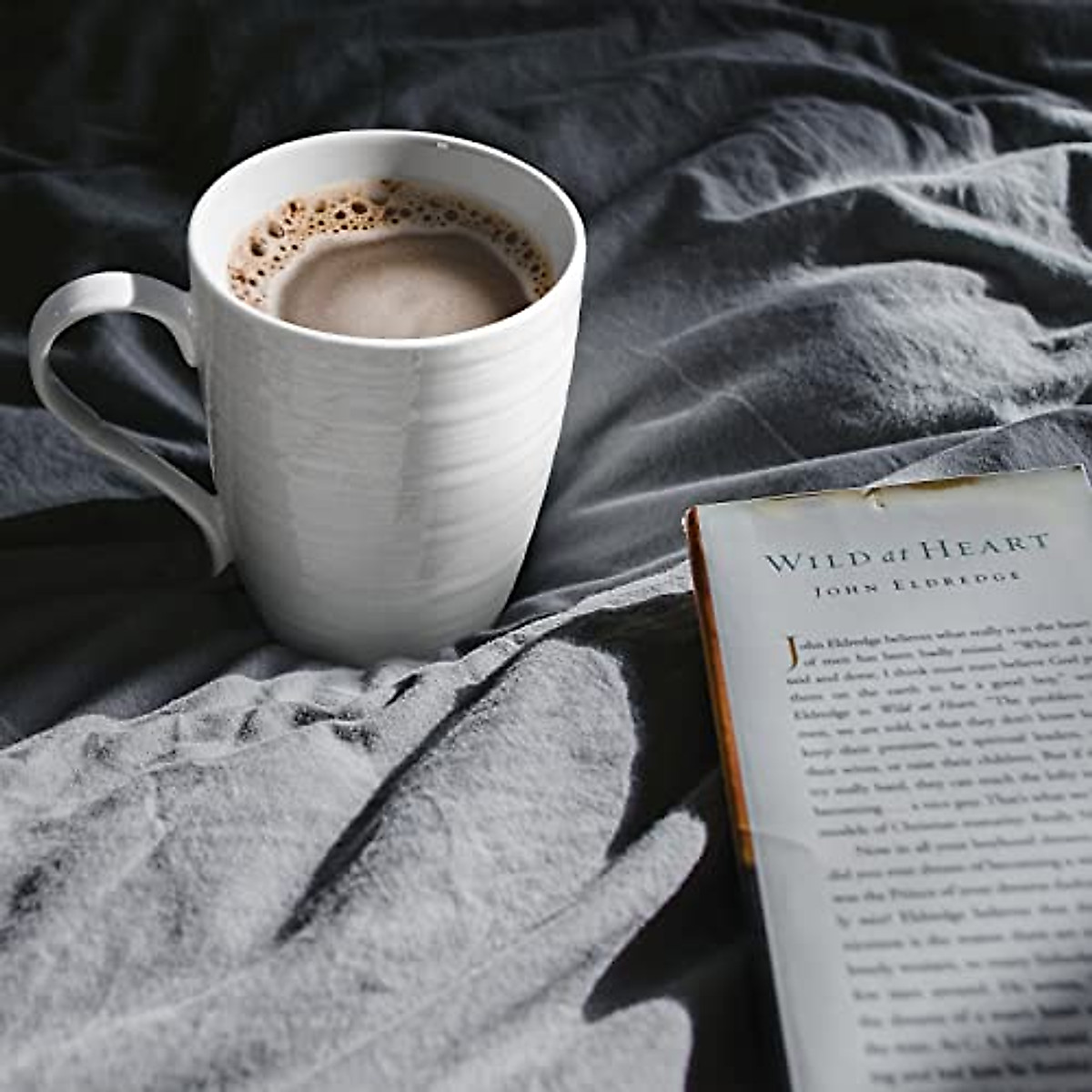 Vidalenta Coffee Mugs Set of 6, 12 oz Ceramic Coffee Cups White Coffee Mugs Latte Mugs, Tea Cups Drinking Cups for Cocoa or Hot Chocolate, Microwave & Dishwasher Safe