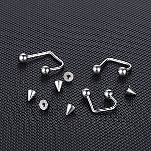 Xpircn 16G Stainless Steel Lip Monroe Medusa Stud Piercing Ball Cone Lippy Loop Labret U Shaped Lip Rings Piercing Jewelry 8mm 10mm (Silver)