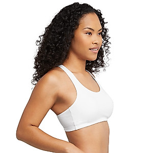 Hanes Women's Racerback Bralette Pack, Low Impact Sports Bra, Solid or Assorted, 3-Pack, White/Denim Jacket/Sky Grey Heather