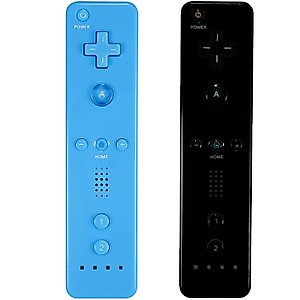 Yosikr Wii Controller 2 Pack, Wii Remote Controller with Silicone Case and Wrist Strap Compatible for Wii/Wii U (Black and Blue)