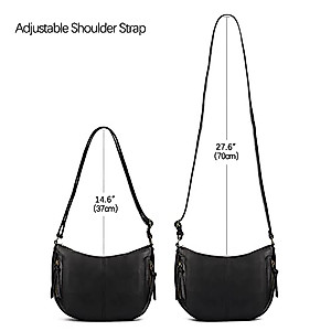 KL928 Small Crossbody Bag for women, Soft PU Leather Shoulder Handbag, Two Front Zipper Pocket Saddle Bag Purse Black