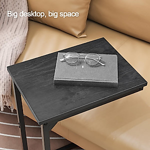 AMHANCIBLE Couch Table Set of 2, Small TV Tray Table for Sofa, C Shaped End Table with Metal Frame, Side Tables for Small Space, C Tables for Living Room Bedroom Black HET02CBK