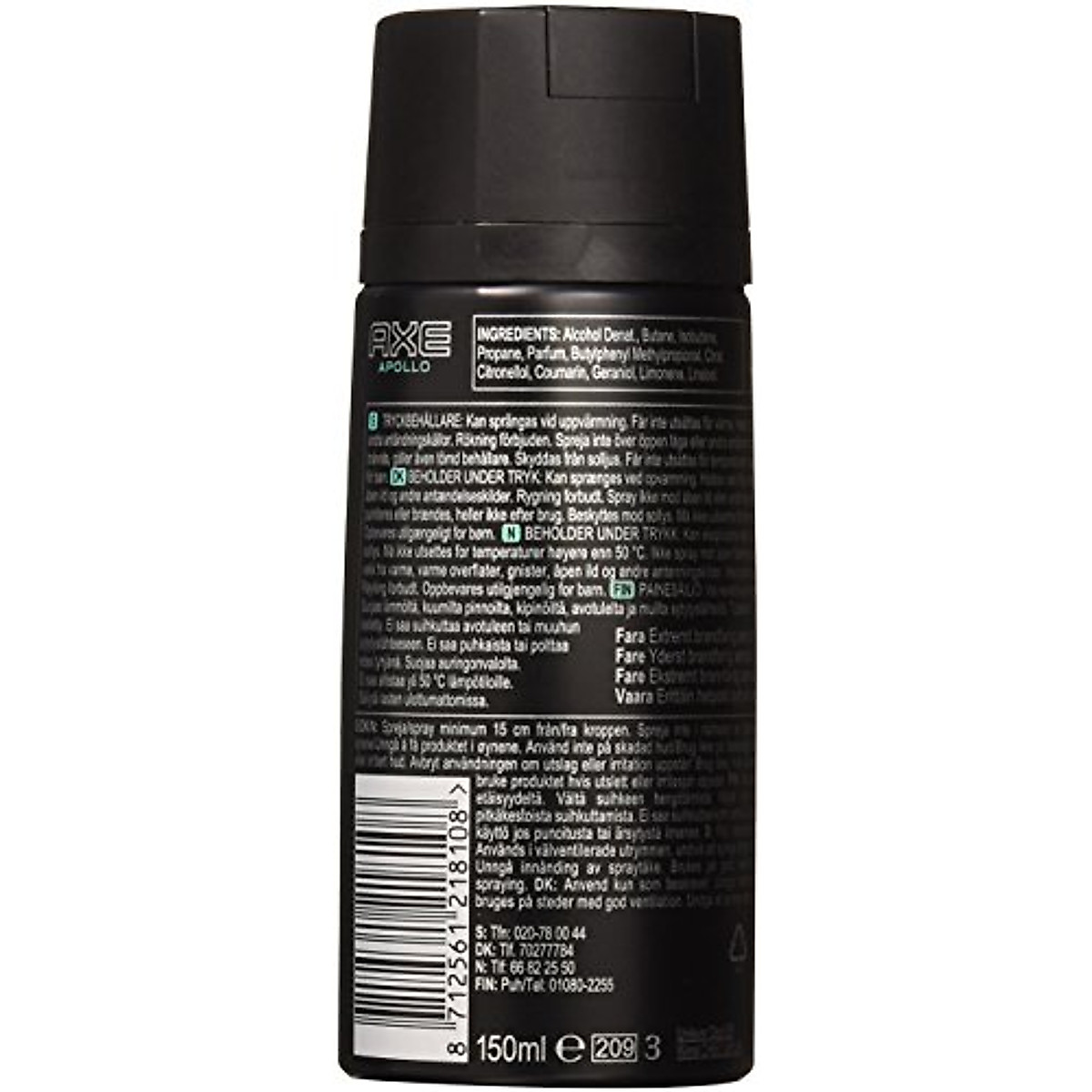 AXE Body Spray Deodorant Apollo 150 Ml / 5.07 Oz (Pack of 6)