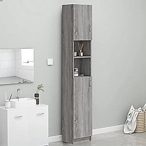 vidaXL Bathroom Cabinet Gray Sonoma 12.6"x10"x74.8" Engineered Wood