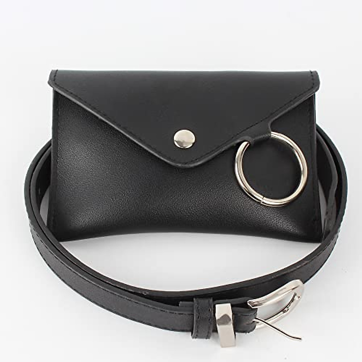 Danse Jupe Women Mini Envelope Waist Bag PU Leather Clutch Cell Phone Purse Chest Bag Black