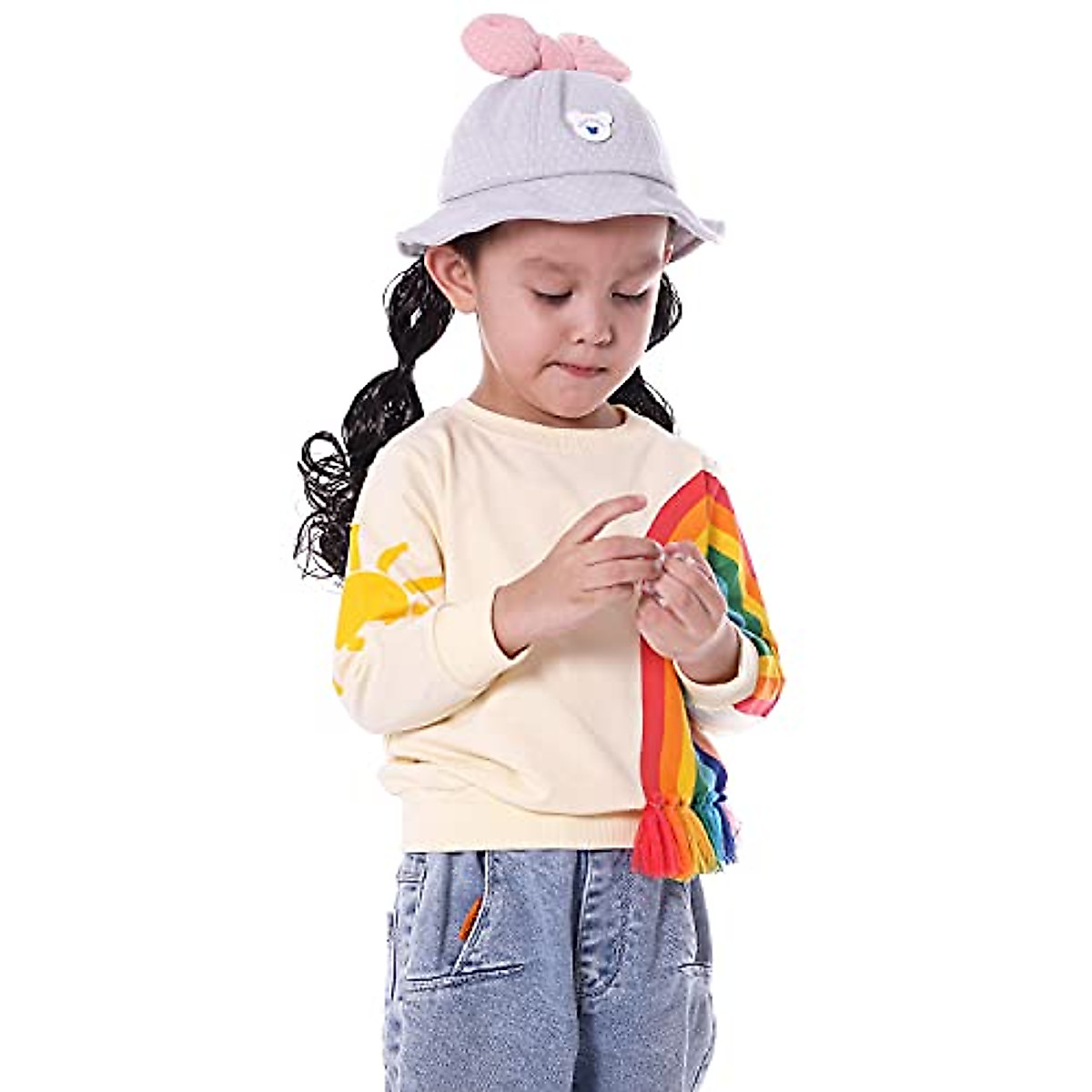 BINIDUCKLING Baby Rainbow Long Sleeve Shirt for Girls Sweatshirt 18 Months