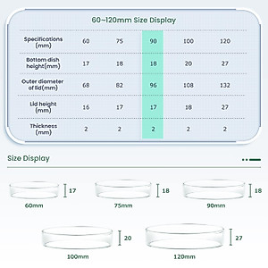 Huanyu 90mm Glass Petri Dish with Lids High Borosilicate Glass Petri Dishes Bacterial Culture Dishes for Lab Science Experiment (5pcs: 90mm)