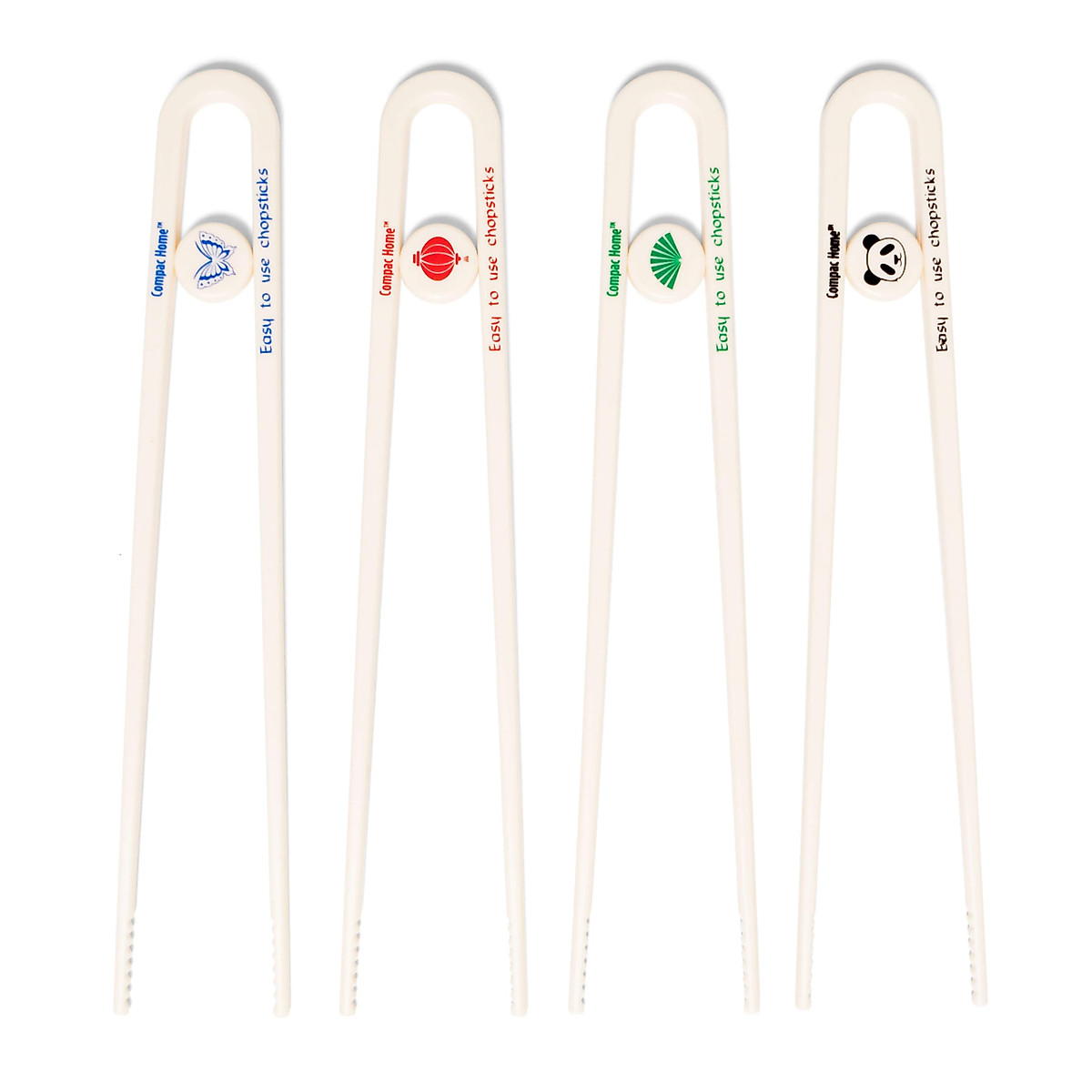 Compac Home Easy-to-Use Chopsticks, Plastic Dishwasher Safe, Great for All Ages, Parties, Stocking Stuffer, 4 Count