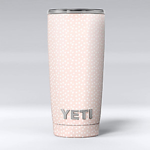 Design Skinz The Coral and White Micro Polka Dots - Skin Decal Vinyl Wrap Kit Compatible with The Yeti Rambler Cooler Tumbler Cups