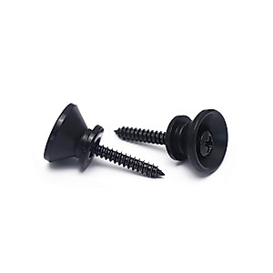Metallor Guitar Strap Buttons Metal Guitar Strap Locks End Pins with Mounting Screws for Folk Acoustic Electric Guitar or Bass Ukulele Set of 2Pcs Bell Style. (Black)