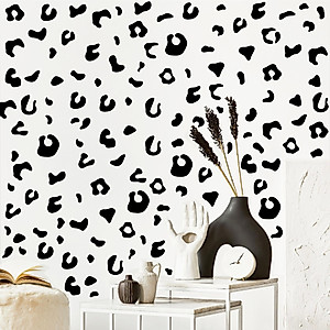 360 Pcs Black Cheetah Stickers Animal Print Cheetah Leopard Wallpaper Removable Vinyl Wall Stickers for Bedroom Car Living Room Office Home DIY Wall Decoration
