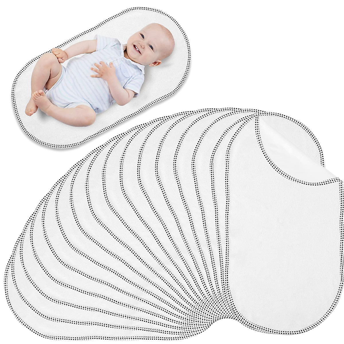 15 Pieces Larger Softer Changing Pad Liners Portable Baby Changing Mat Washable Reusable Changing Pad Cover 12 x 24 Inch Soft Diaper Changing Mat Waterproof Changing Pad for Boys and Girls (White)