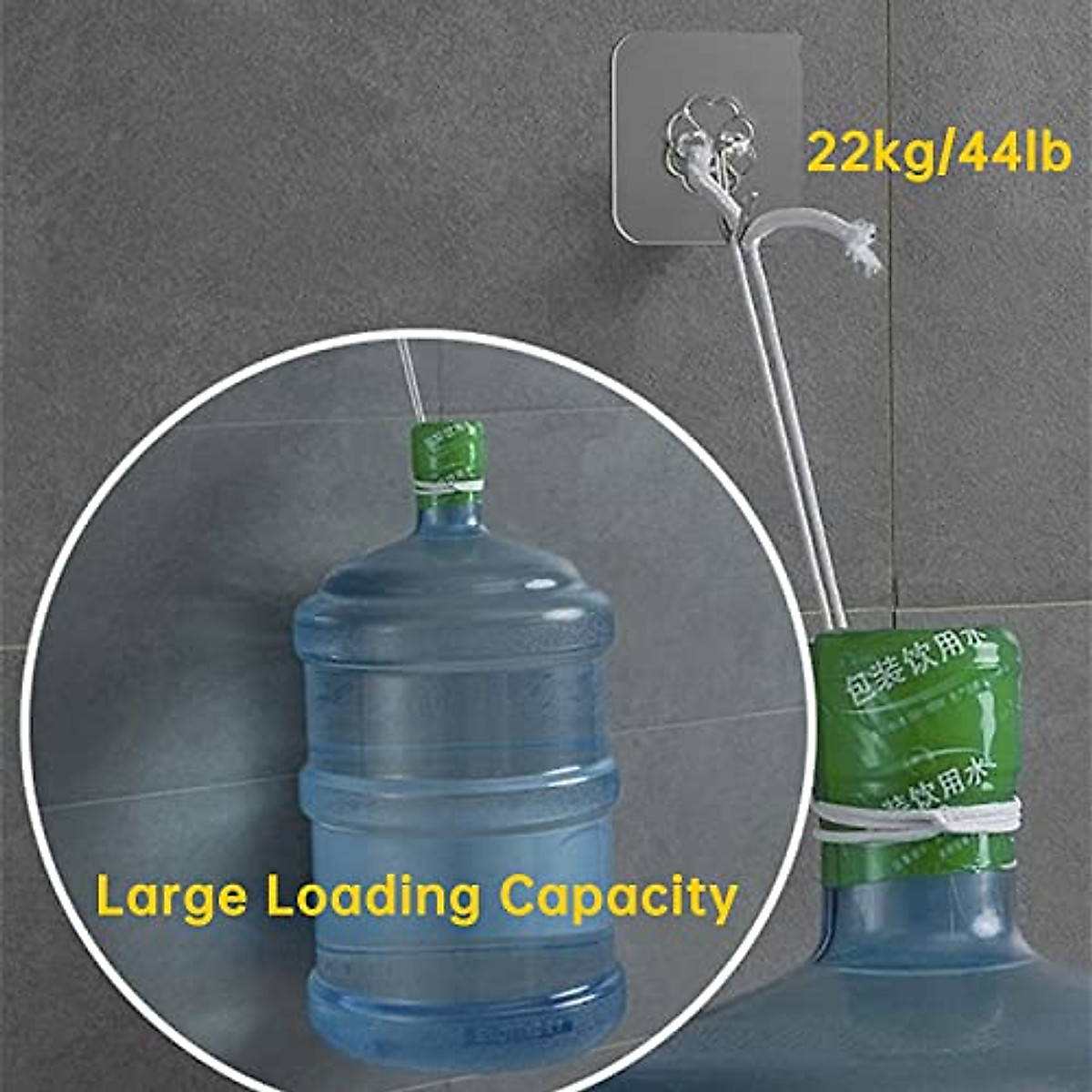 Gartmost These Sticky Wall Hooks are Transparent and Thick, Could Hang 44lbs/20kg Max. They are Waterproof, Oilproof and Seamless, Suitable for Kitchens, Restrooms, Bathrooms and More