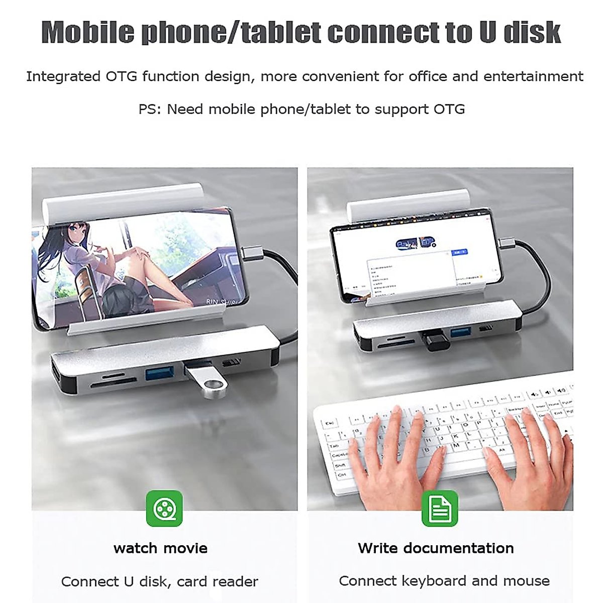 USB C Hub, VR robot 6 in 1 USB C to HDMI Adapter Splitter with Type-C PD Charging Port, 2 USB Ports, SD/TF Card Reader, 4K HDMI Video,USB Dongle Docking Station, Compatible with PC Laptop, Mac Pro