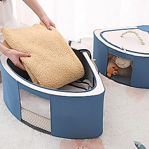 DUDNJC Foldable Storage Bins Cubes Boxes with Lid, Triangle Corner Collapsible Fabric Storage Box Navy