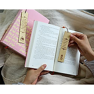 Donxote Bookmark Set of 2, Inspirational Bookmarks for Book Lovers, Natural Wooden Carving Art Philosophy Book Mark, is A Unique Valentines Gift for Students, Men, Women and Kids