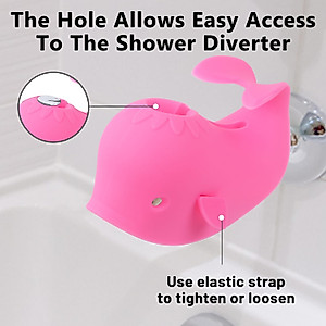 Bath Spout Cover, Faucet Cover Baby Bathroom Tub Faucet Cover Protector for Kids, Bathtub Spout Cover for Baby Kids Toddlers Protection Accessories Baby Safety Universal Bath Silicone Toys Whale Pink