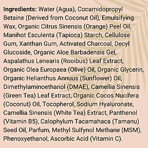 Eavara Organic Face Wash - Anti-Aging, Hydrating, Gentle Daily Cleanser for Women and Men with Coconut Oil, Aloe Vera, Activated Charcoal, and Vitamin C and E