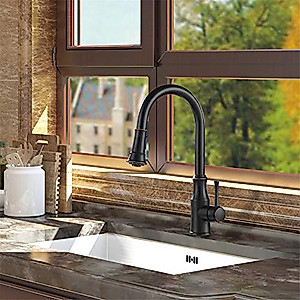AguaStella AS94ORB Oil Rubbed Bronze Kitchen Sink Faucet with Pull Down Sprayer Single Handle High Arc