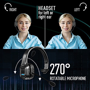 VELKPRO Wireless Headset with Microphone - Single-Ear Headphone, Adjustable Headband, Noise Isolation Mic - Communication for Truck Drivers, Home Office, Call Center