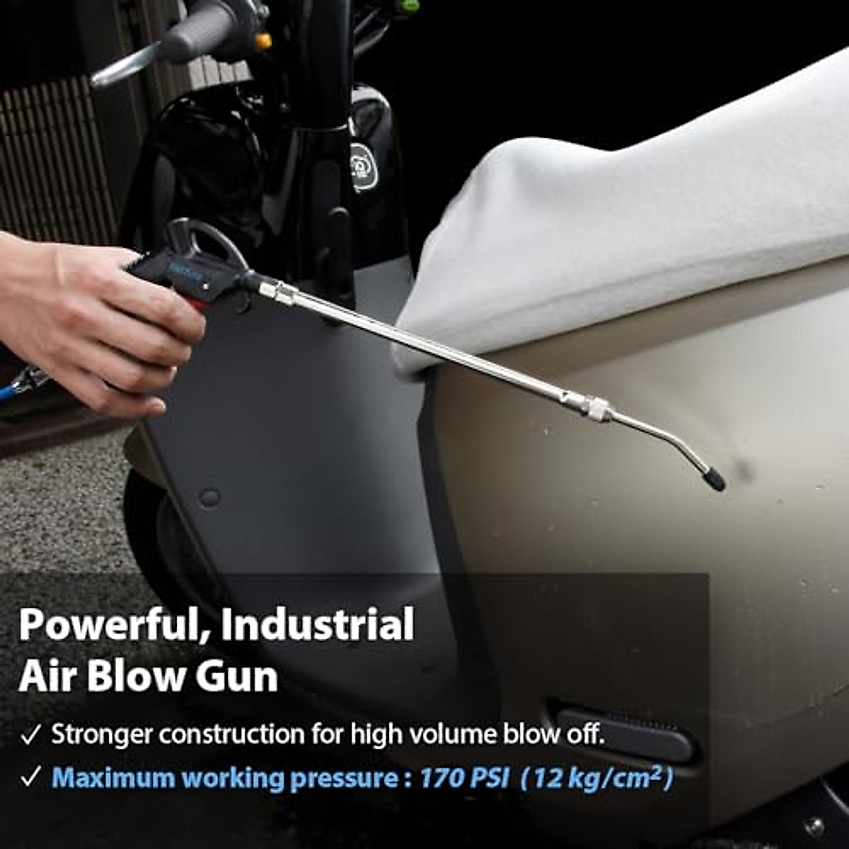 FIRSTINFO A18525US Air Duster Blow Gun with 11.6~19.6 Inch (295~500mm) Adjustable/Extendable Air Flow Nozzle Dust Blower Cleaner (Extendable)