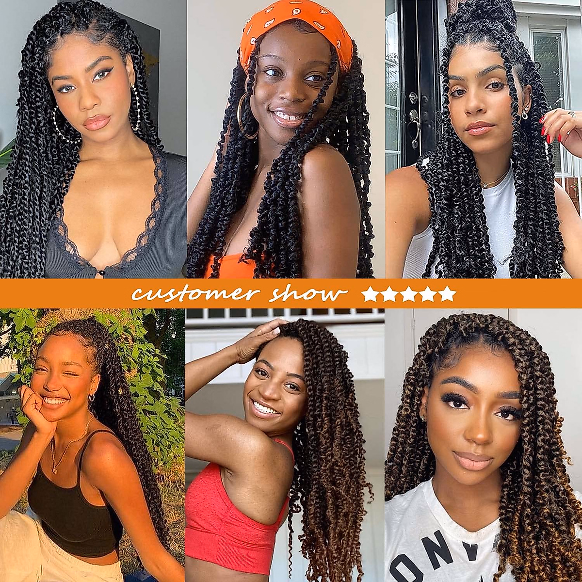 Passion Twist Hair 18 Inch 6 Packs Black Water Wave Braiding Hair for Butterfly Locs Passion Twists Bohemian Braiding Hair Extensions (18Inch 6 Packs,1B#)