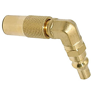 Flame King FK-GRD-ELB-QC Propane RV Quick Connect Elbow Adapter for 17" or 22" Blackstone Griddle, Brass