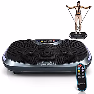 SereneLife Standing 3D Vibration Board Exercise Machine - Whole Body Workout Vibration Fitness Platform Passive Exercise - 2 Motor 3D Motion Technology, Resistance Band - Weight Loss & Toning SLVBX3