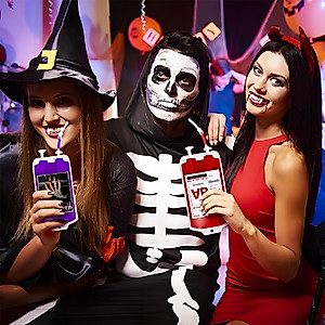 MGparty 120 Packs Halloween Blood Bags for Drink, Halloween Party Decoration, Reusable Blood Bags Drinks Pouches Juice Containers for Hallowen Theme Party (120pcs Bags, 120 Clips, 6 Syringes)