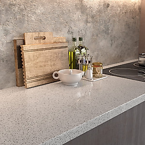 Glossy Marble Paper for Countertop Marble Peel and Stick Wallpaper Granite Wallpaper White Marble Sticker Waterproof Marble Self Adhesive Wallpaper 23.6”×393” Easy to Install & Clean, Removable