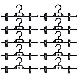 10Pcs Jean Hangers Pants Hangers Plastic Skirt Hangers with Clips Space Saving Trouser Clips Hanger for Pants Skirts Clothes Slacks Space Saving Pants Hangers Black Kids Pants Hangers