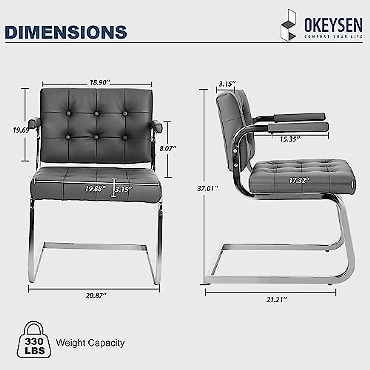 Okeysen Conference Room Chairs Set of 6, 6 Pack Office Guest Chairs & Reception Chairs, Waiting Room Chairs with Sled Base, Modern Leather Office Desk Chair no Wheels.