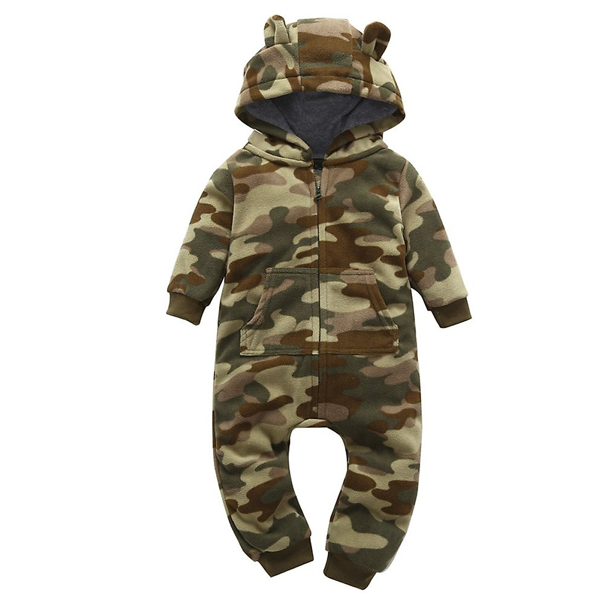 YJM Baby Camoflauge, Infant Baby Boys Camouflage Hoodie Tops +Long Pants Outfits Set Clothes 0-3Y (0-6M, Thicker Hooded Romper Jumpsuit Outfit)