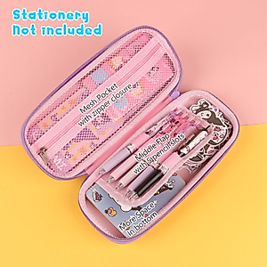 SOOCUTE Pencil Case For Girls Cute Anime Pencil Box For Kids Kawaii Pen Pouch School Supplies Stationery Organizer Box Purple