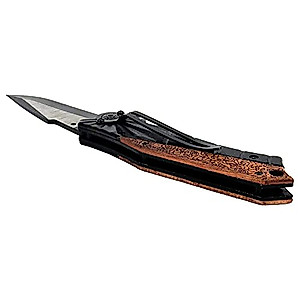 Spring Assisted Pocket Knife with Clip, Folding Pocket Knife - Decorative Metal and Wood Handle Grip