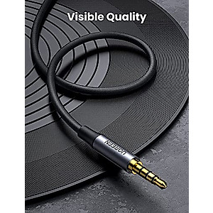 UGREEN 3.5mm Audio Cable Braided 4-Pole Hi-Fi Stereo TRRS Jack Shielded Male to Male AUX Cord Compatible with iPad, Samsung Phones, Tablets, Car Home Stereos, Headphones, Speaker, 6FT