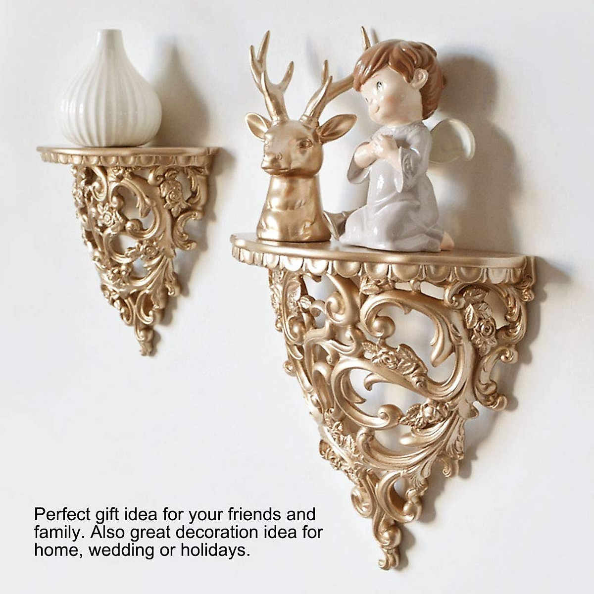 ZLXHDL Floating Shelves for Wall, European Hollow Style Wall Hanging Shelves, Resin Shelf Wall Decoration for Plants Goods Potted Plants Statues 1Pcs